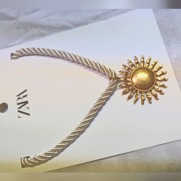 Zara | Jewelry | Zara Sun Cord Necklace With Nautical Rope Golden White ...